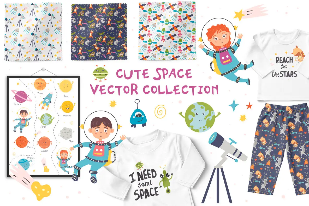 Cute Space Vector Collection Graphics - YouWorkForThem