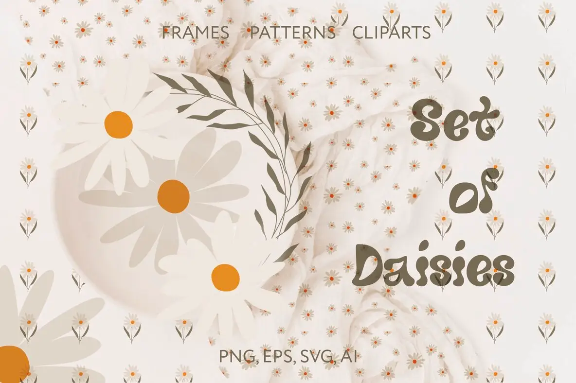 Set of daisies flowers Graphics - YouWorkForThem