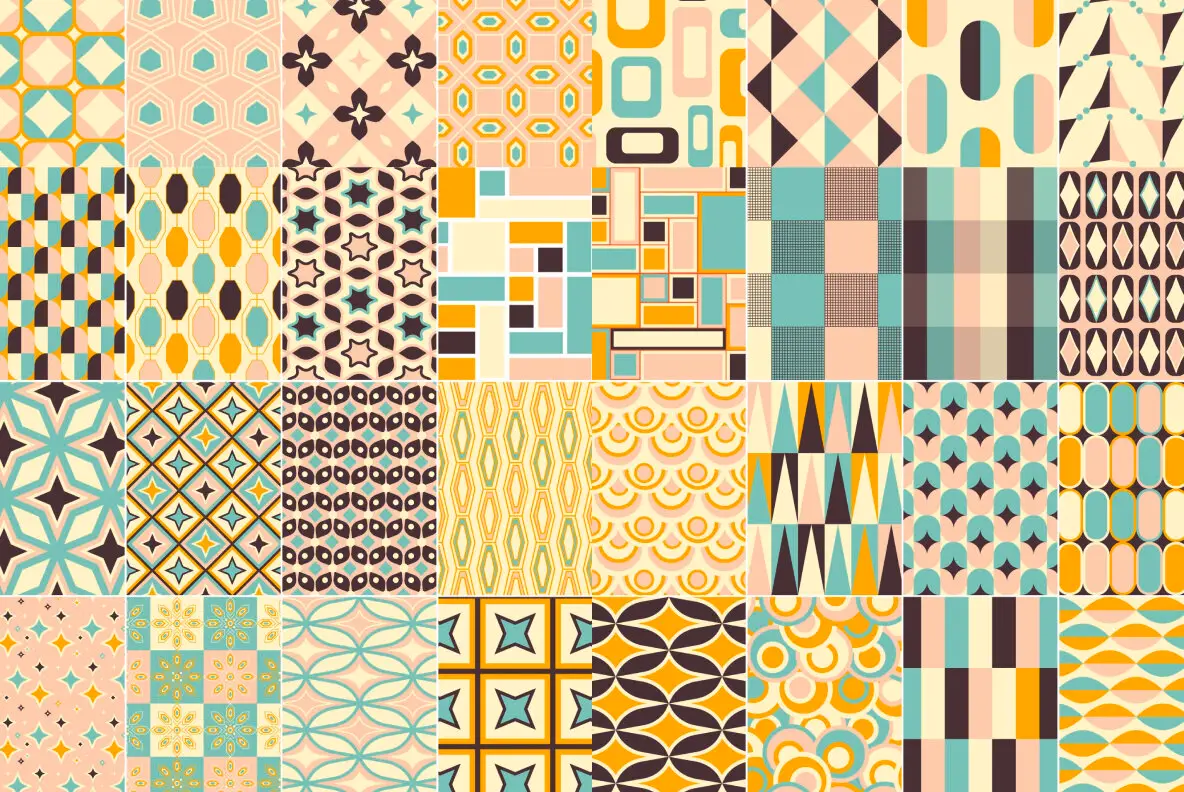 50s Mid century seamless patterns pack Patterns - YouWorkForThem