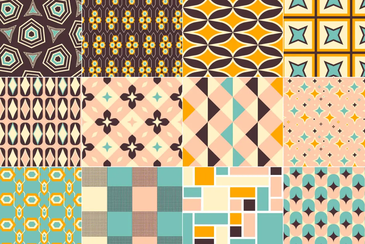 50s Mid century seamless patterns pack Patterns - YouWorkForThem