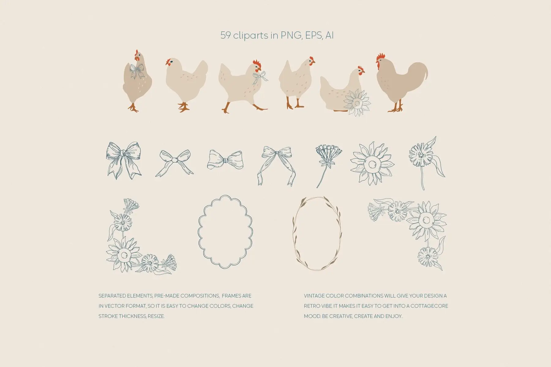 Vintage cottagecore chickens Graphics - YouWorkForThem