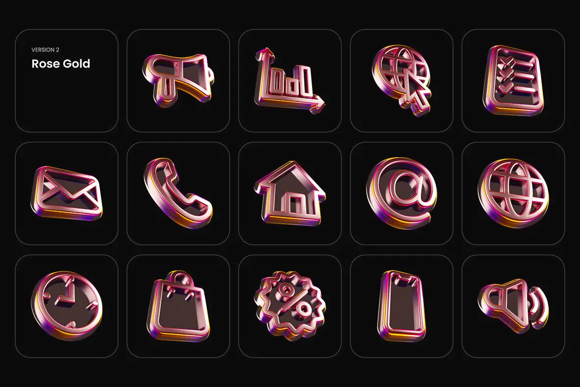 3D Glossy Icons Graphics - YouWorkForThem