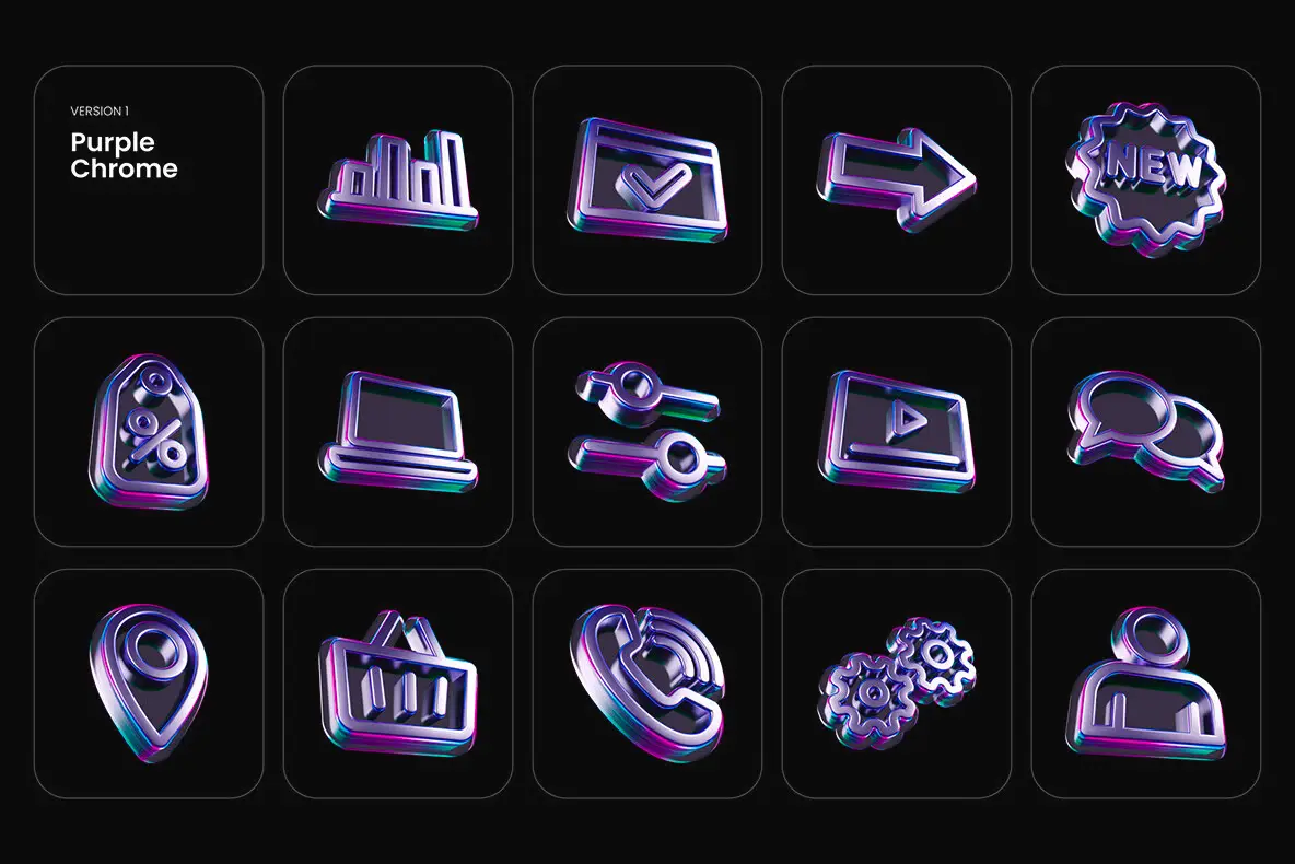 3D Glossy Icons Graphics - YouWorkForThem