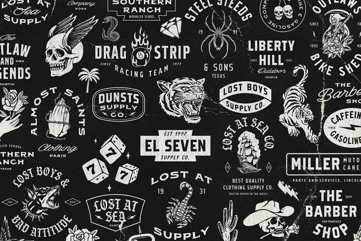 50 Retro Logos Bundle Graphics - YouWorkForThem