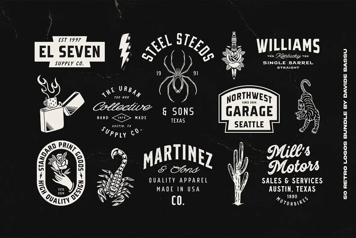 50 Retro Logos Bundle Graphics - YouWorkForThem