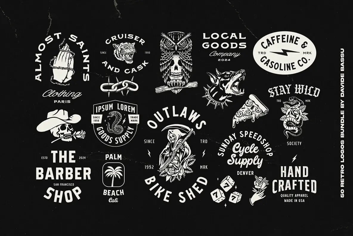 50 Retro Logos Bundle Graphics - YouWorkForThem