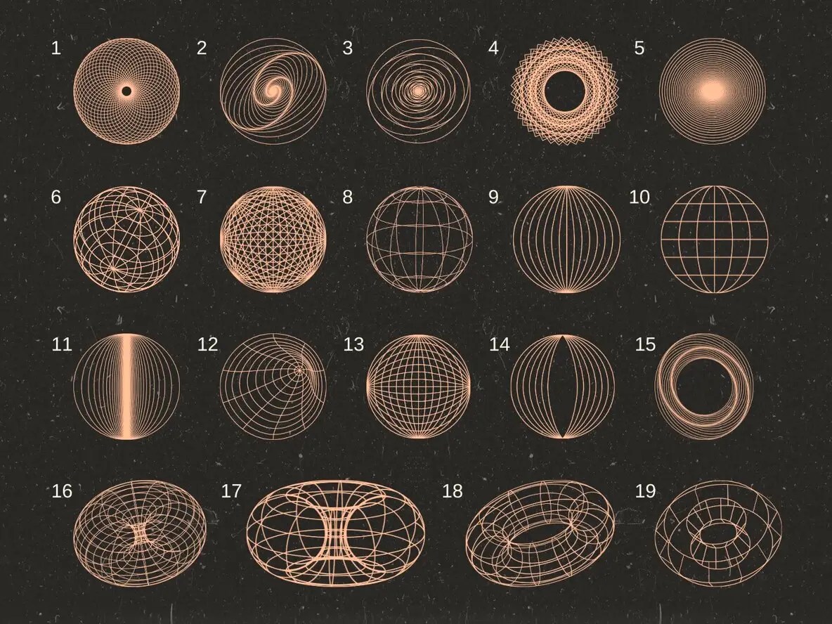 140 Retro Geometry Futuristic Shapes Icons - YouWorkForThem