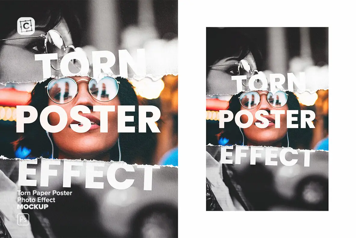 Torn Paper Poster Photo Effect Mockup Graphics - YouWorkForThem
