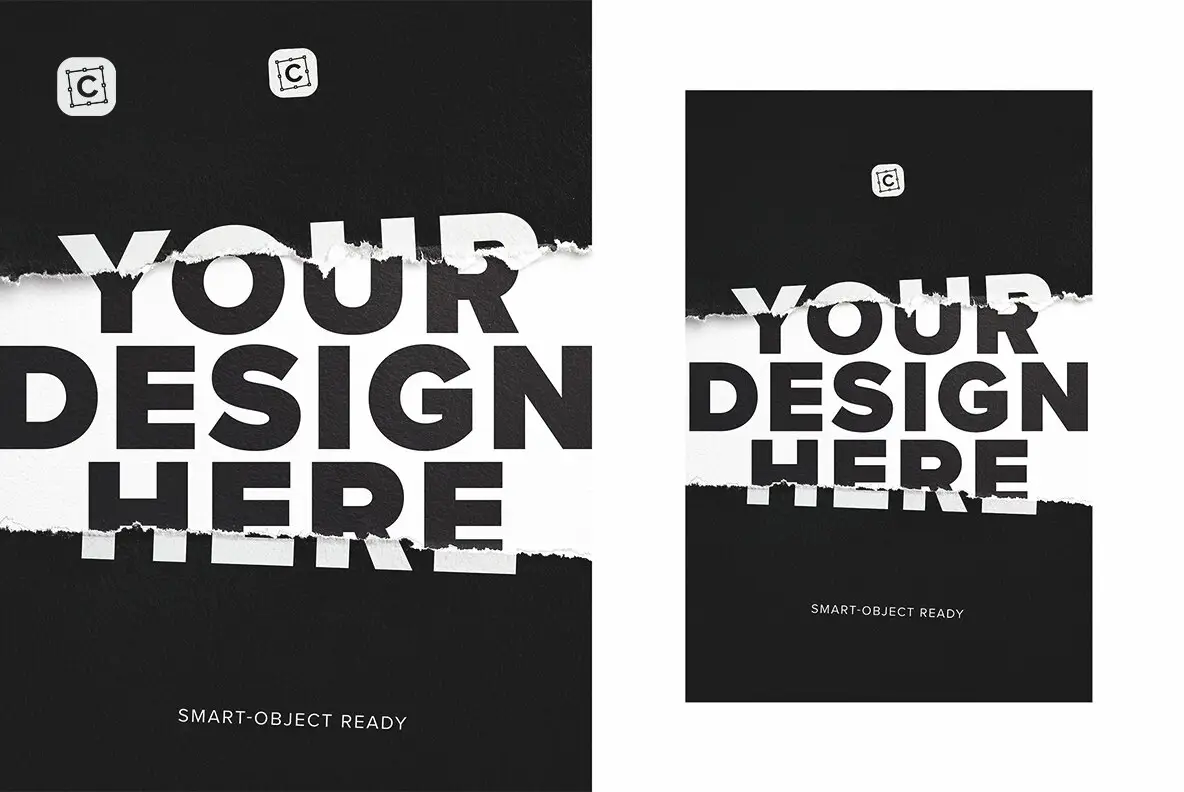 Torn Paper Poster Photo Effect Mockup Mockups - YouWorkForThem