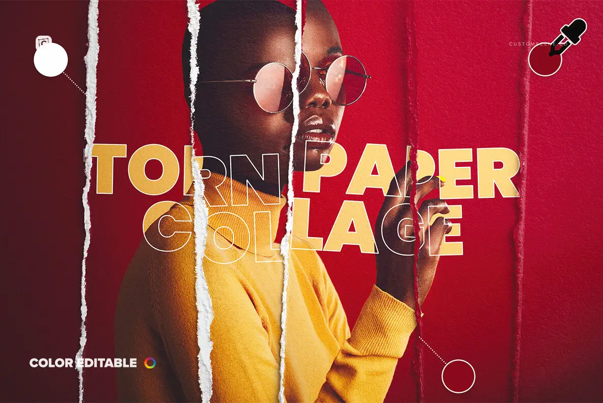 Torn Paper Collage Photo Effect Graphics - YouWorkForThem