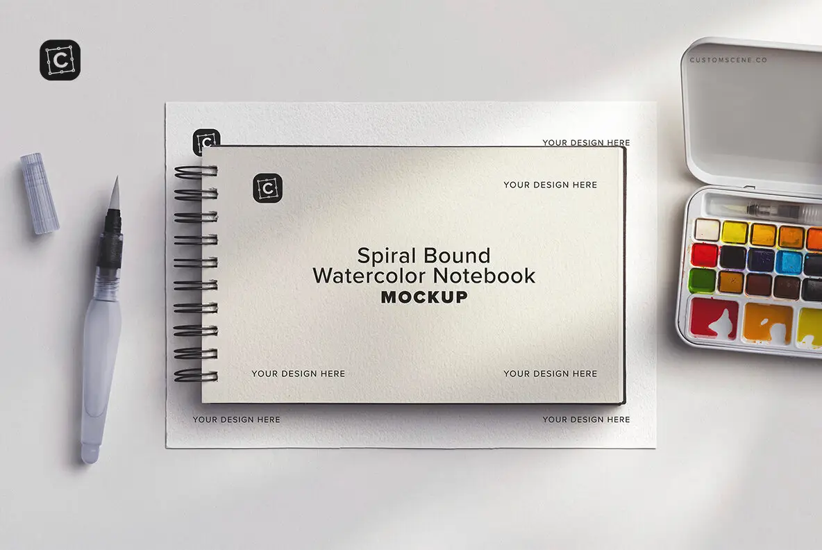 Artistic Watercolor Notebook Scene Creator Mockup Mockups - YouWorkForThem
