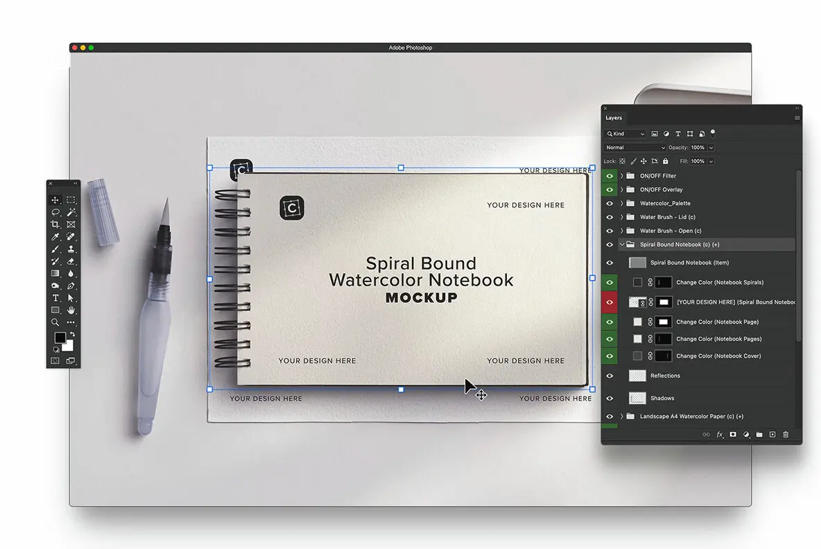 Artistic Watercolor Notebook Scene Creator Mockup Mockups - YouWorkForThem