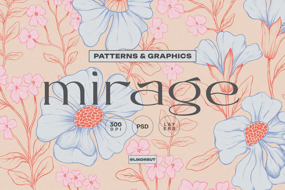 Mirage Floral Sketch Pattern and Graphics Graphics - YouWorkForThem