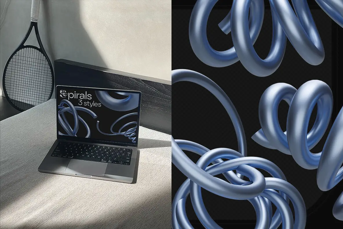 3D Chrome Spirals - Shapes Objects Graphics - YouWorkForThem