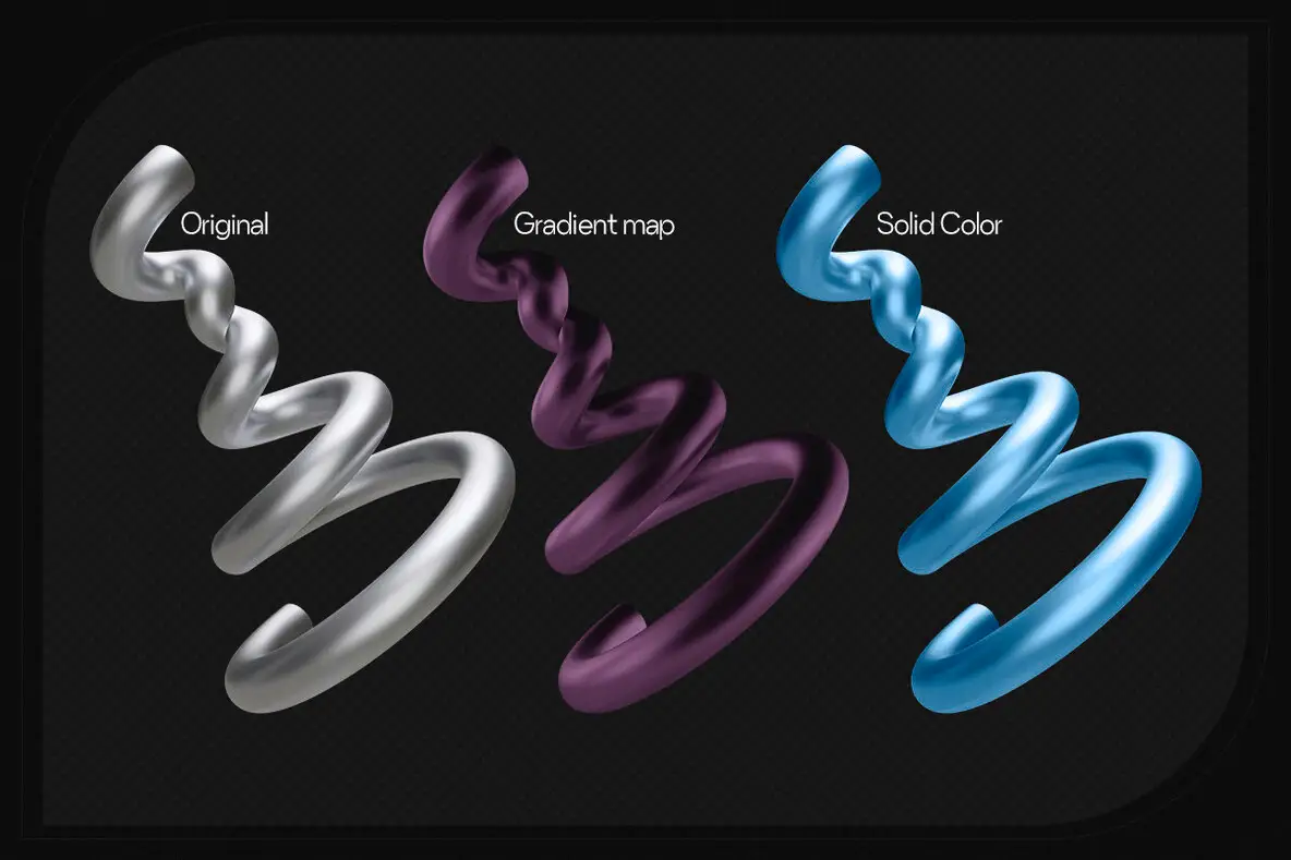 3D Chrome Spirals - Shapes Objects Graphics - YouWorkForThem