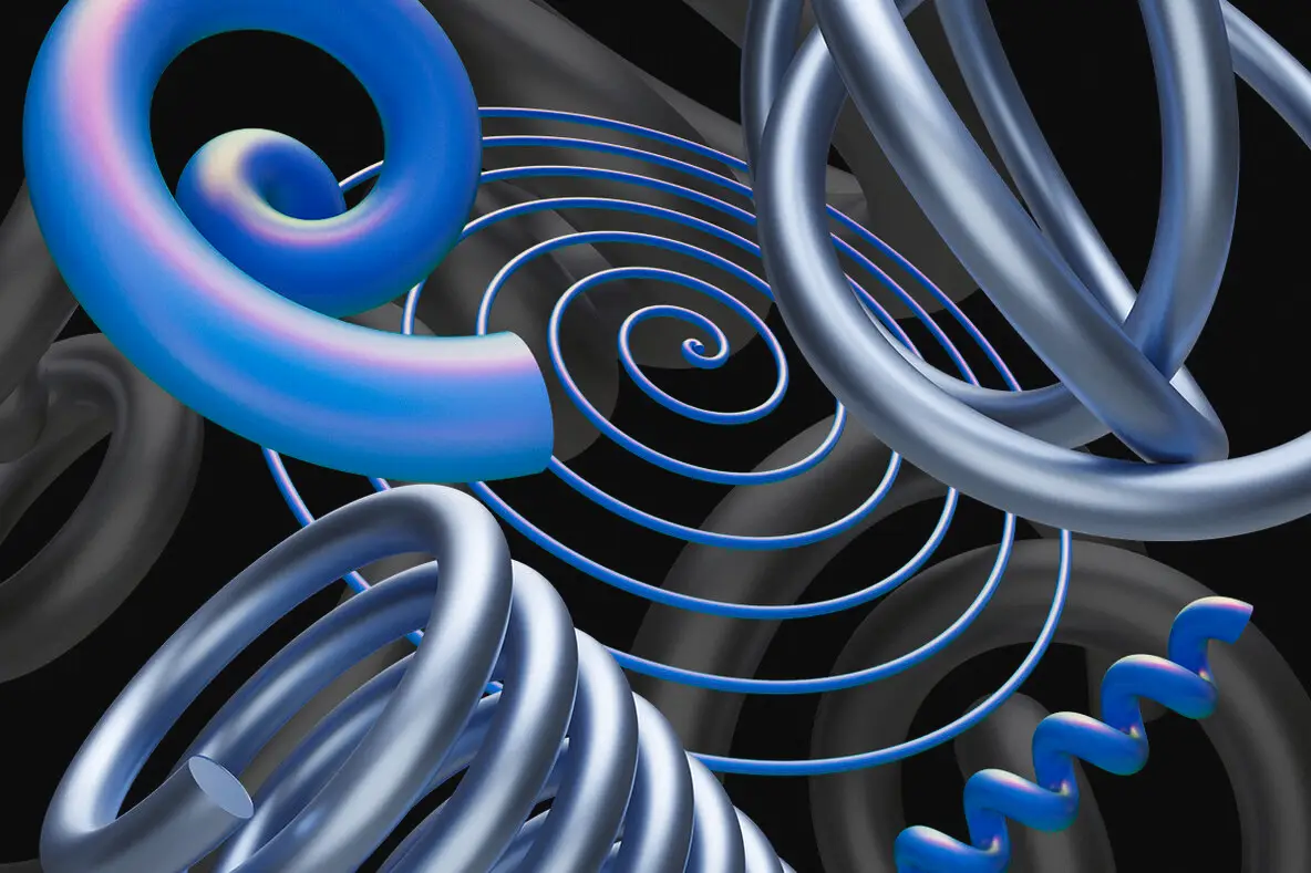 3D Chrome Spirals - Shapes Objects Graphics - YouWorkForThem