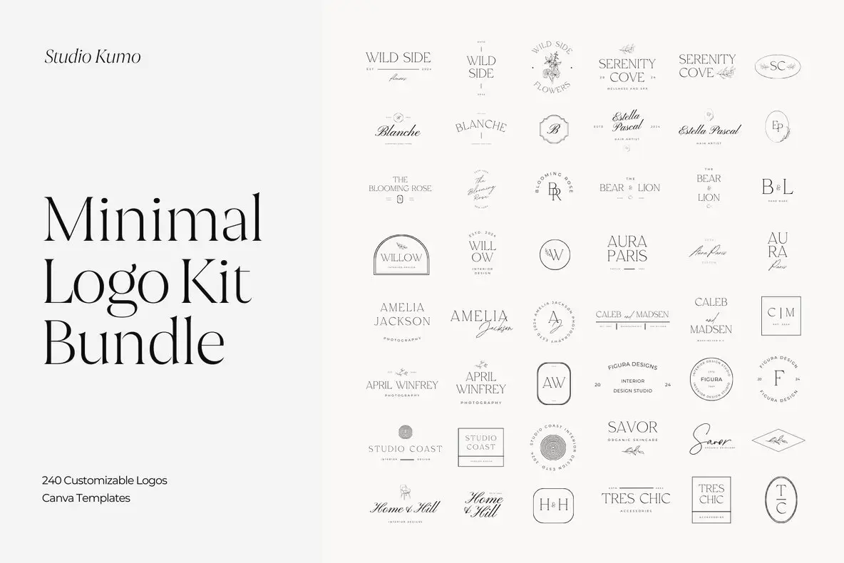 Minimal Logo Kit Bundle Canva Templates Graphics - YouWorkForThem