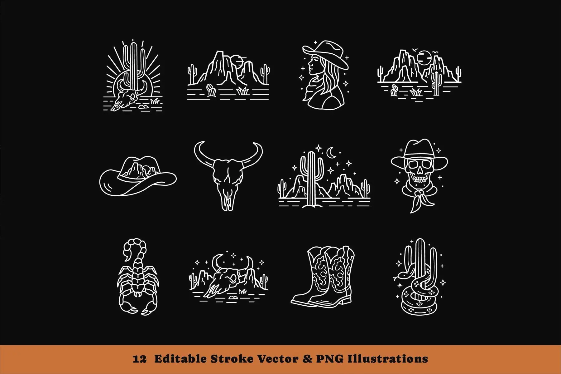 Western Line Art Illustrations Illustrations - YouWorkForThem