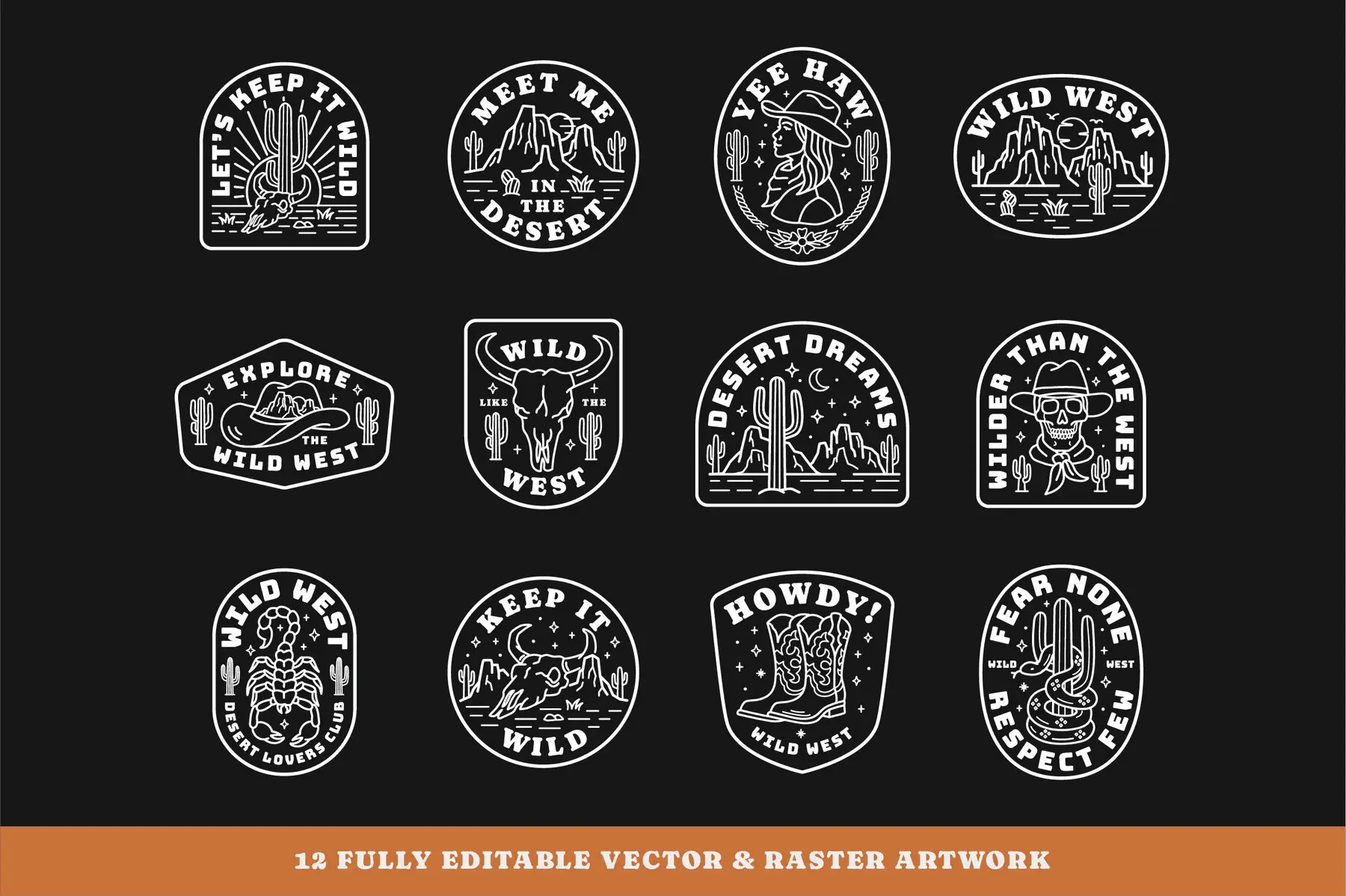 Western Line Art Collection Graphics - YouWorkForThem