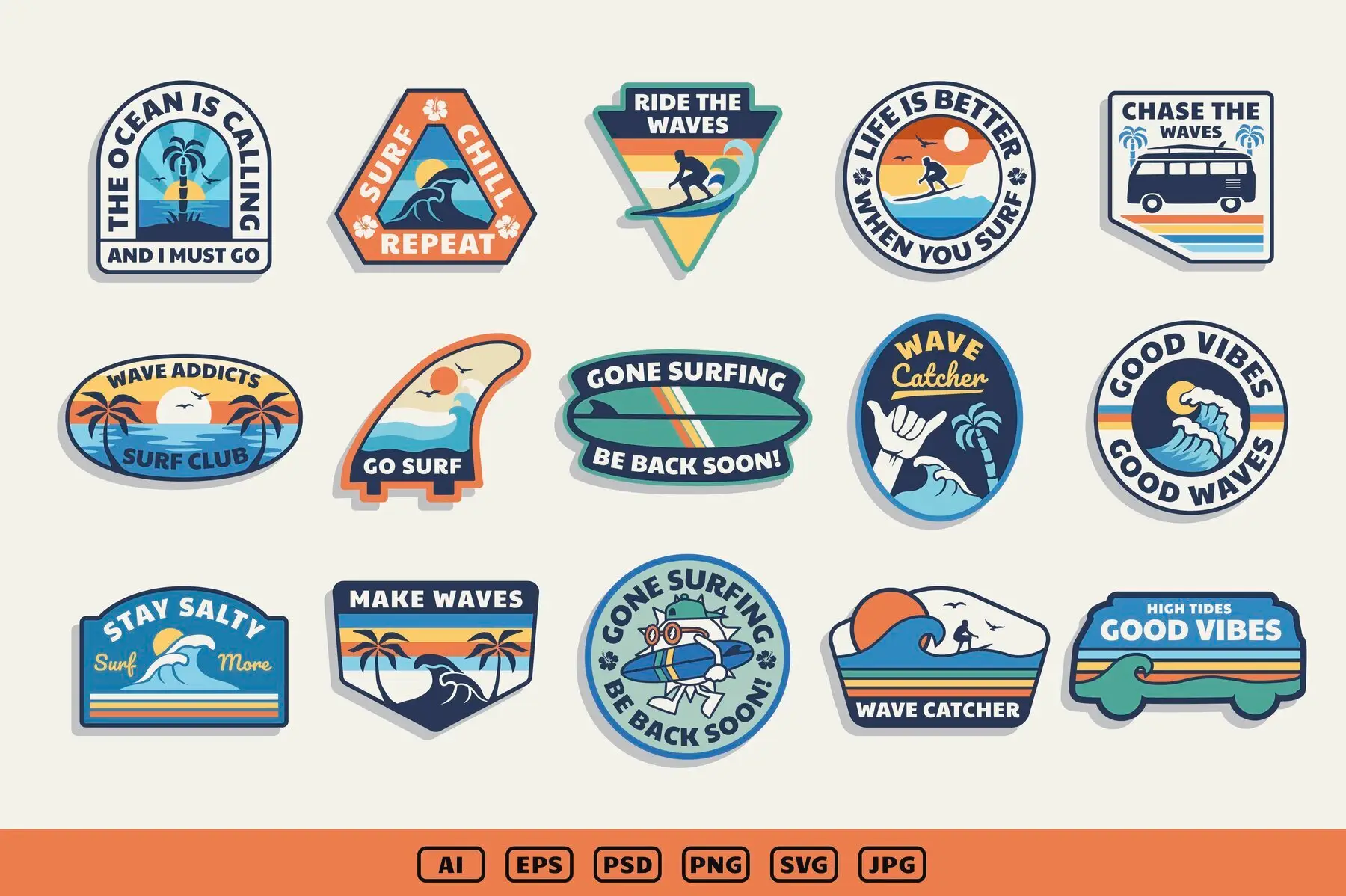 Surfing Design Pack Logos - YouWorkForThem