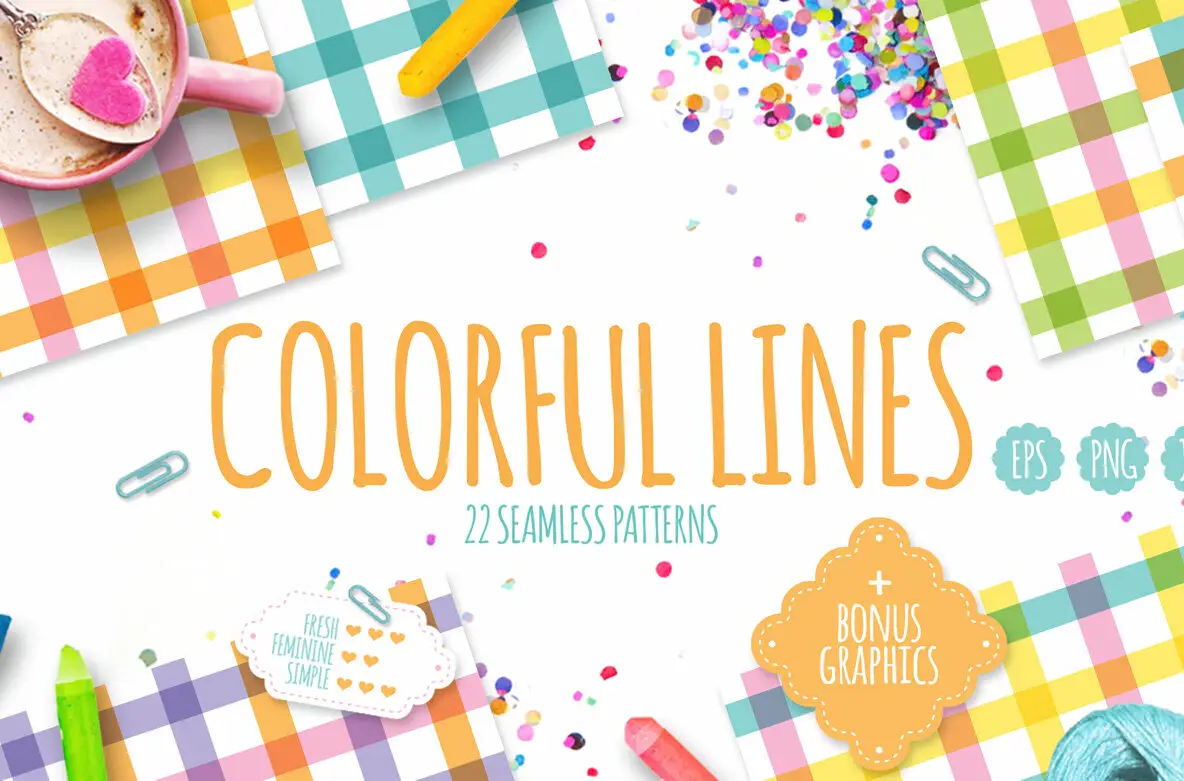 Colorful Lines - Seamless Patterns Graphics - YouWorkForThem