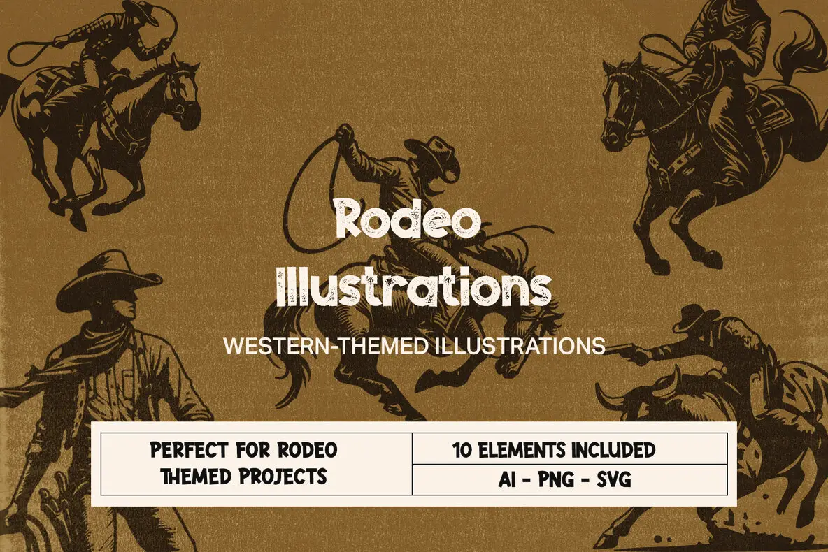 Rodeo Illustrations - Western Themed Graphics - YouWorkForThem
