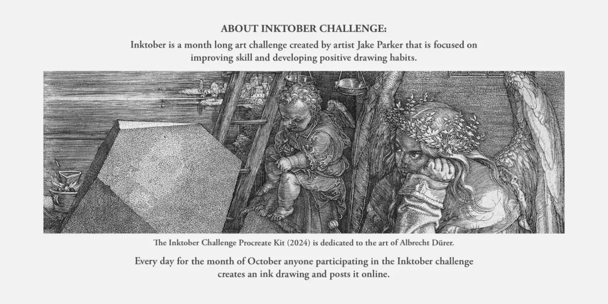 The Inktober Challenge 2024 Procreate Kit - YouWorkForThem