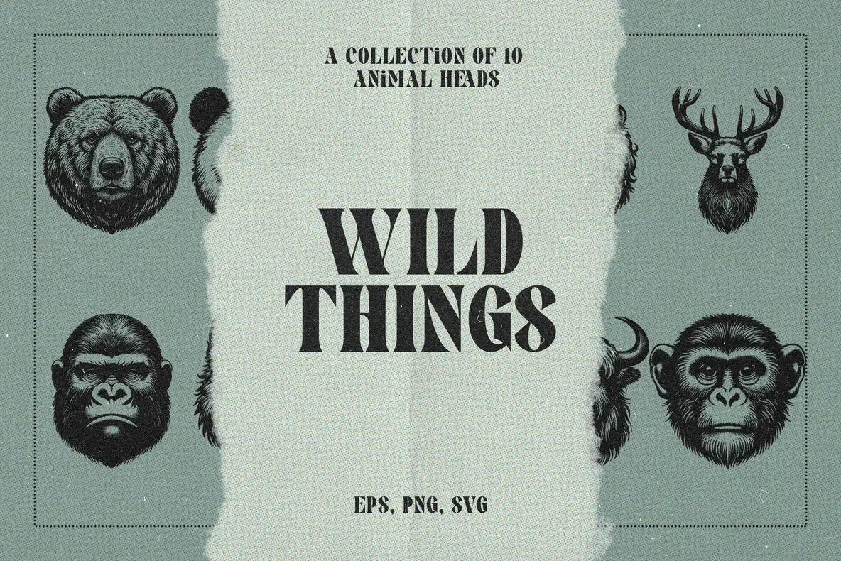 Wild Things - Animal Heads Graphics - YouWorkForThem