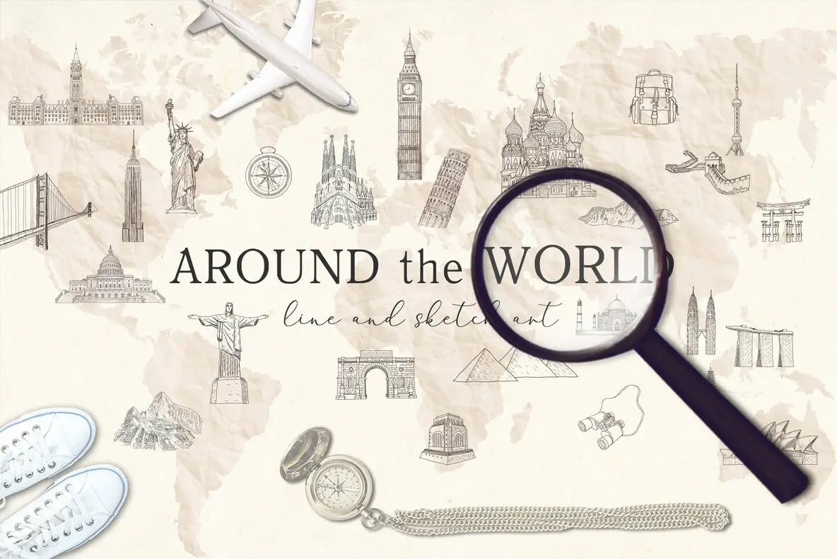 Around the World Travel Bundle Graphics - YouWorkForThem