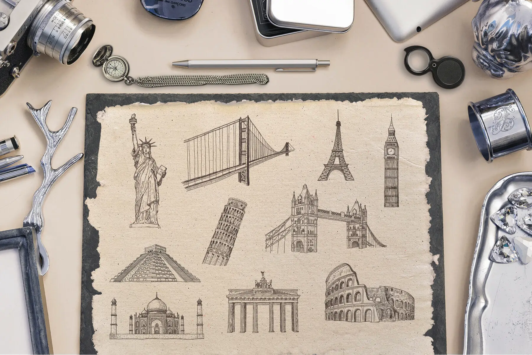 Around the World Travel Bundle Graphics - YouWorkForThem