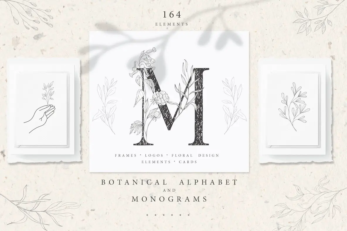 Botanical Alphabet and Monograms Graphics - YouWorkForThem