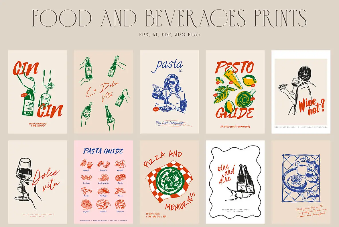 Food Print Poster Collection Part 3 Illustrations - YouWorkForThem