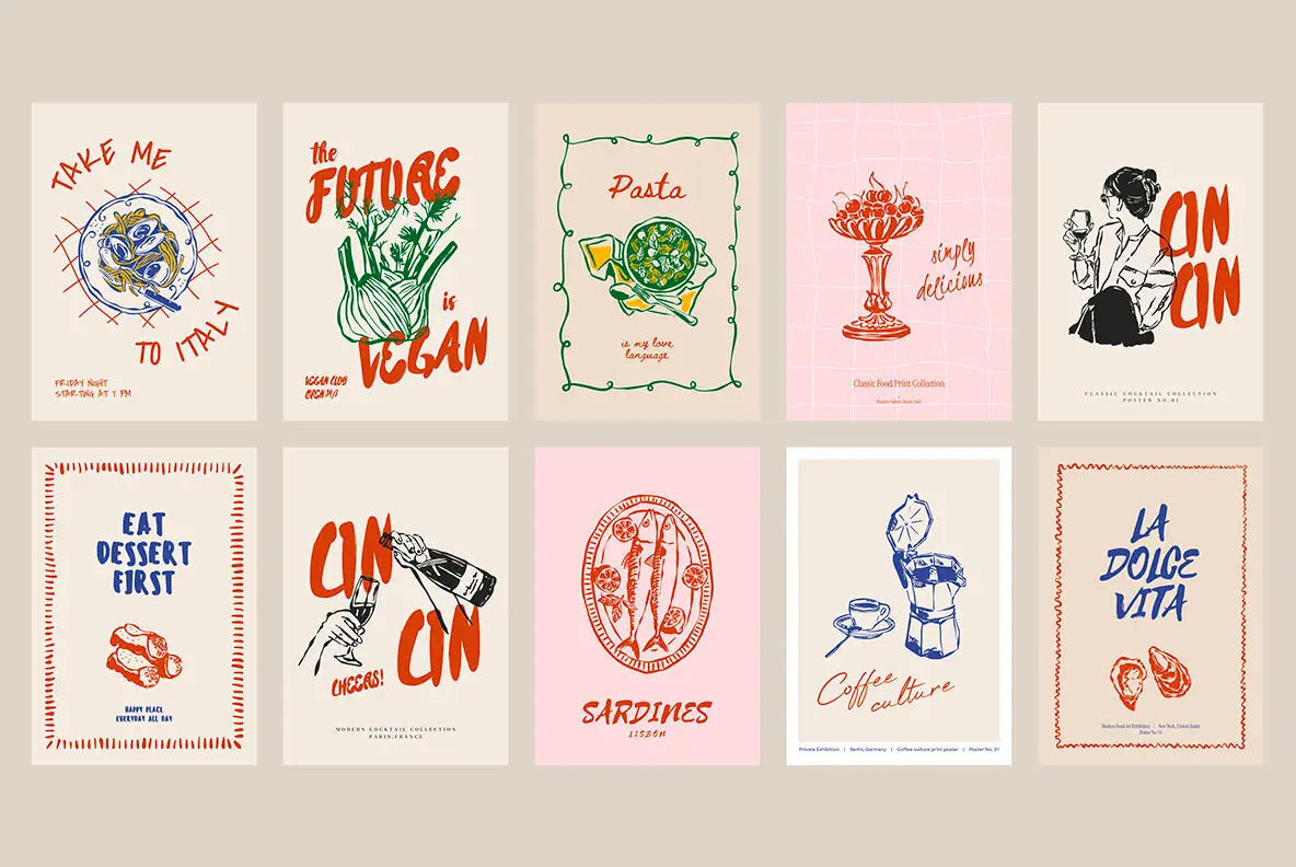 Food Print Poster Collection Part 3 Illustrations - YouWorkForThem
