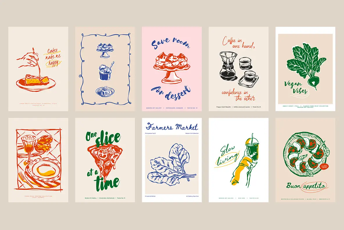 Food Print Poster Collection Part 3 Illustrations - YouWorkForThem