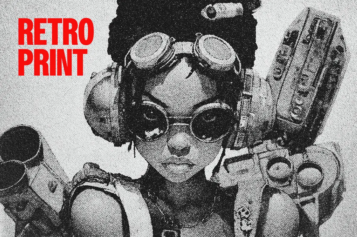 Riso Retro Print Photo Effect - YouWorkForThem