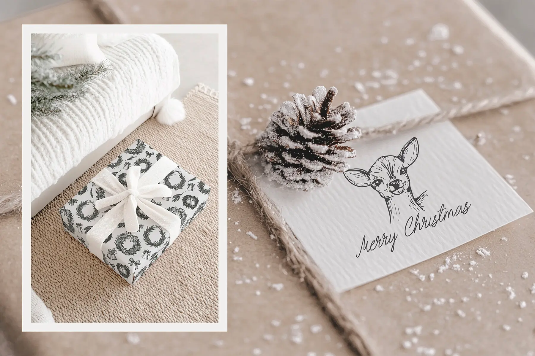 Vintage Charming Christmas Line Art Illustrations - YouWorkForThem