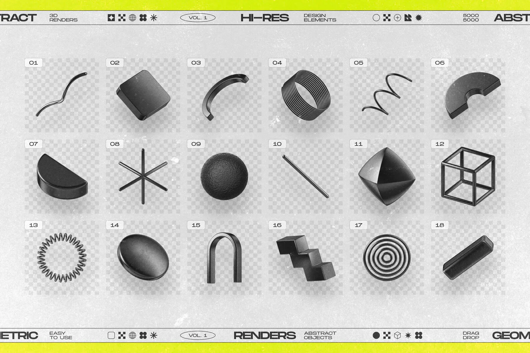 130 Black 3D Elements Collection Vol.1 Graphics - YouWorkForThem