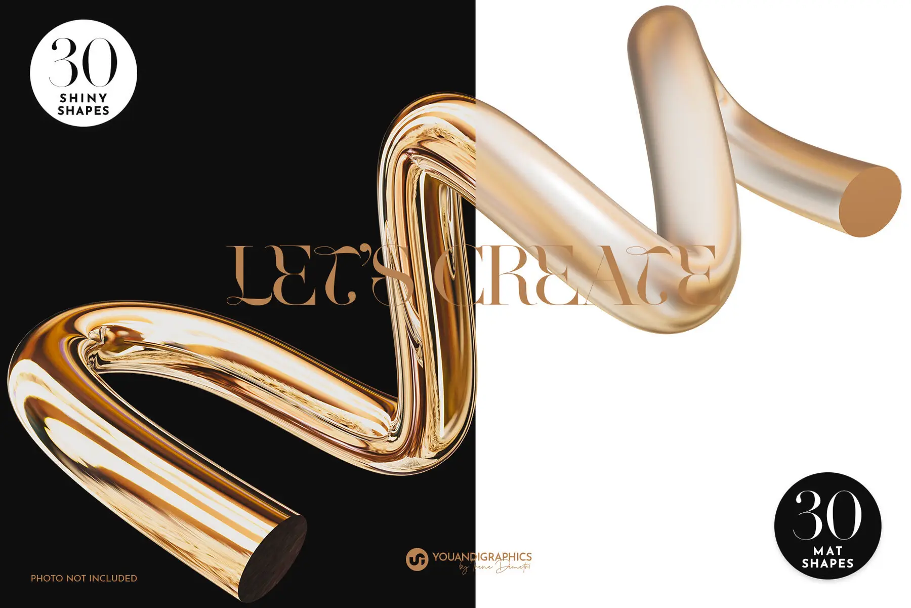 Golden Flow Abstract 3D Elements Abstract - YouWorkForThem