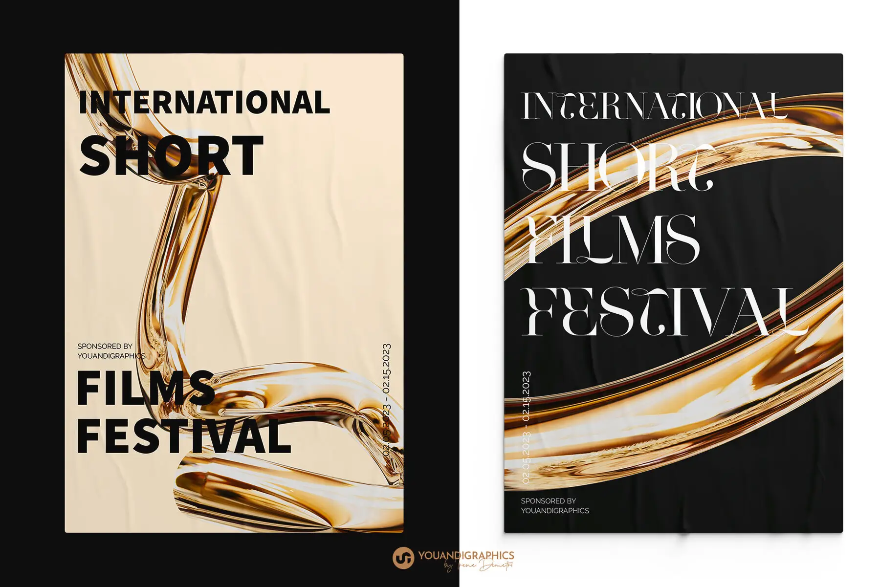 Golden Flow Abstract 3D Elements Graphics - YouWorkForThem