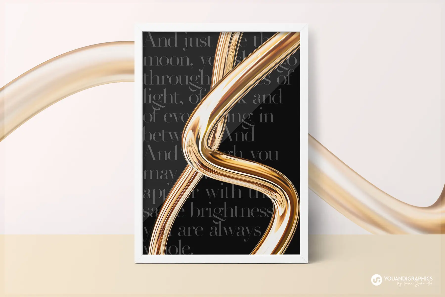 Golden Flow Abstract 3D Elements Graphics - YouWorkForThem