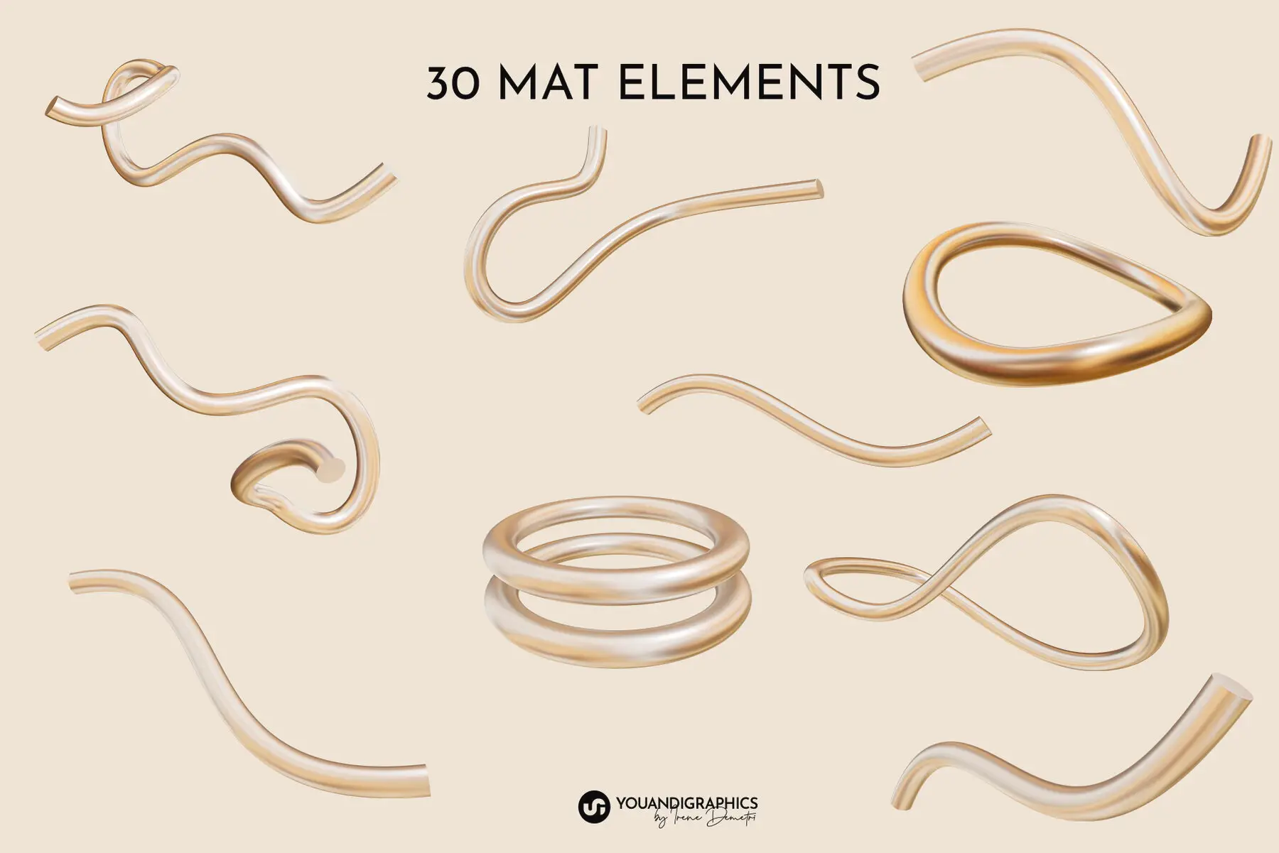 Golden Flow Abstract 3D Elements Abstract - YouWorkForThem