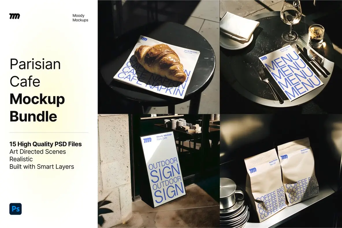 15 Parisian Cafe Mockups Bundle Graphics - YouWorkForThem