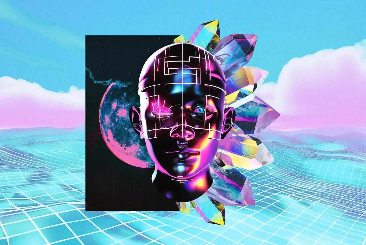 Vaporwave Collage Kit Graphics - YouWorkForThem