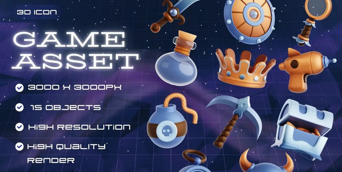 Game Asset 3d Icon Graphics - YouWorkForThem