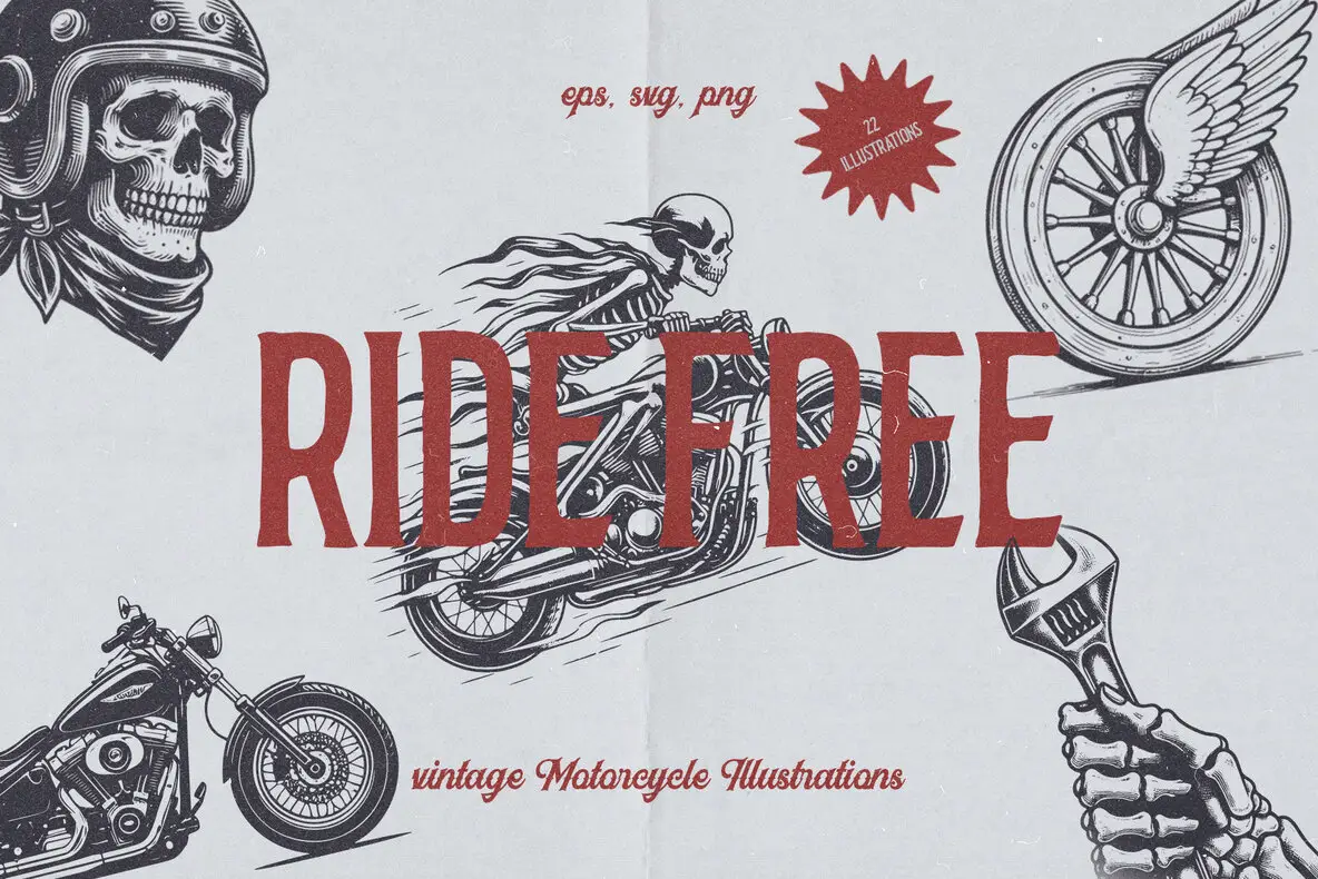 Ride Free Motorcycle Illustrations Graphics - YouWorkForThem