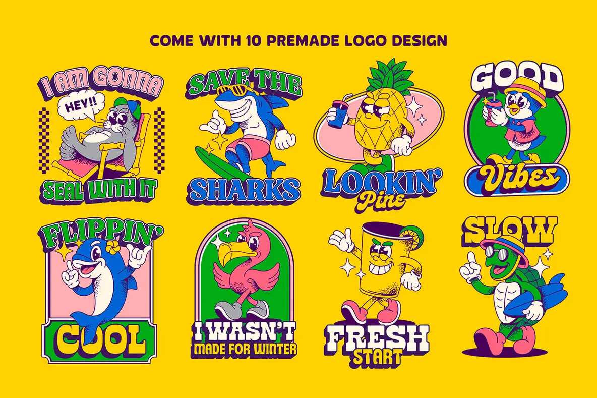 Summer Vacation Mascot Illustrations - YouWorkForThem