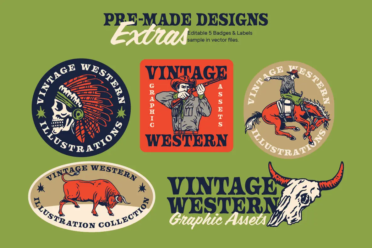 Vintage Western Graphic Assets Vol.2 Graphics - YouWorkForThem