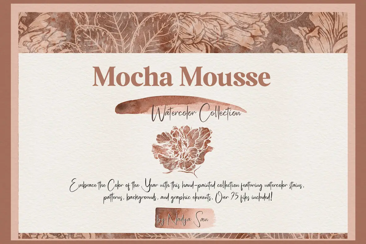 Mocha Mousse Watercolor Collection Graphics - YouWorkForThem