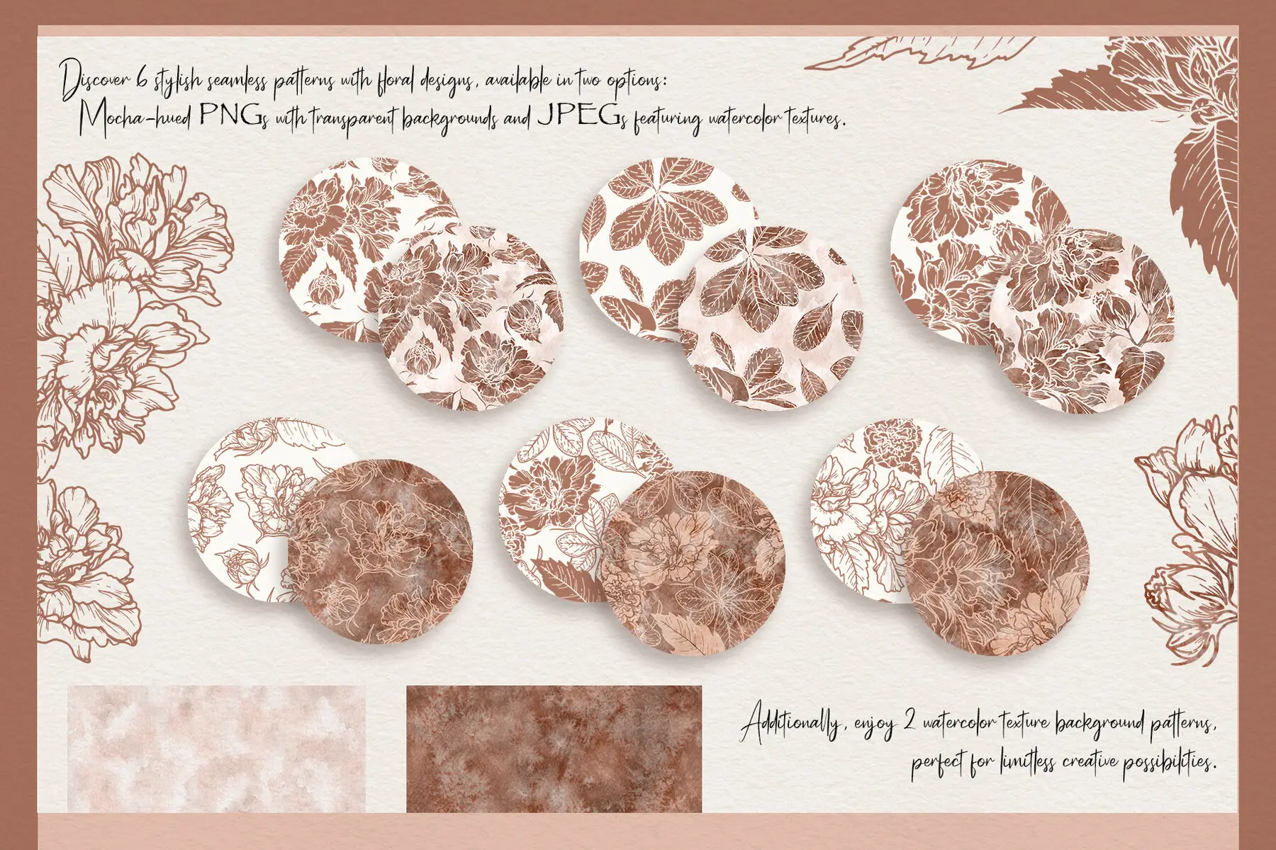Mocha Mousse Watercolor Collection Graphics - YouWorkForThem