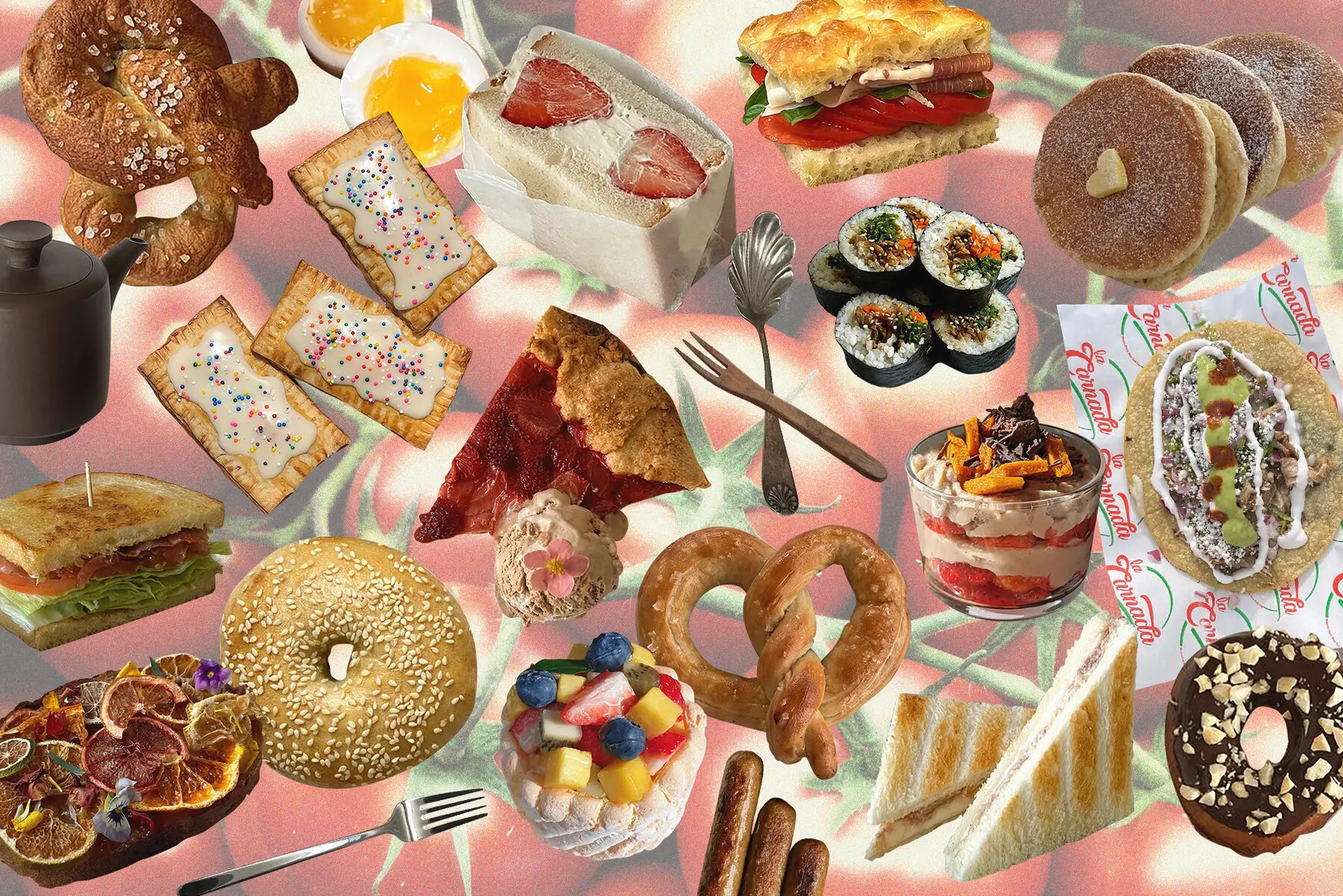 Delicious Food Collage Kit Illustrations - YouWorkForThem